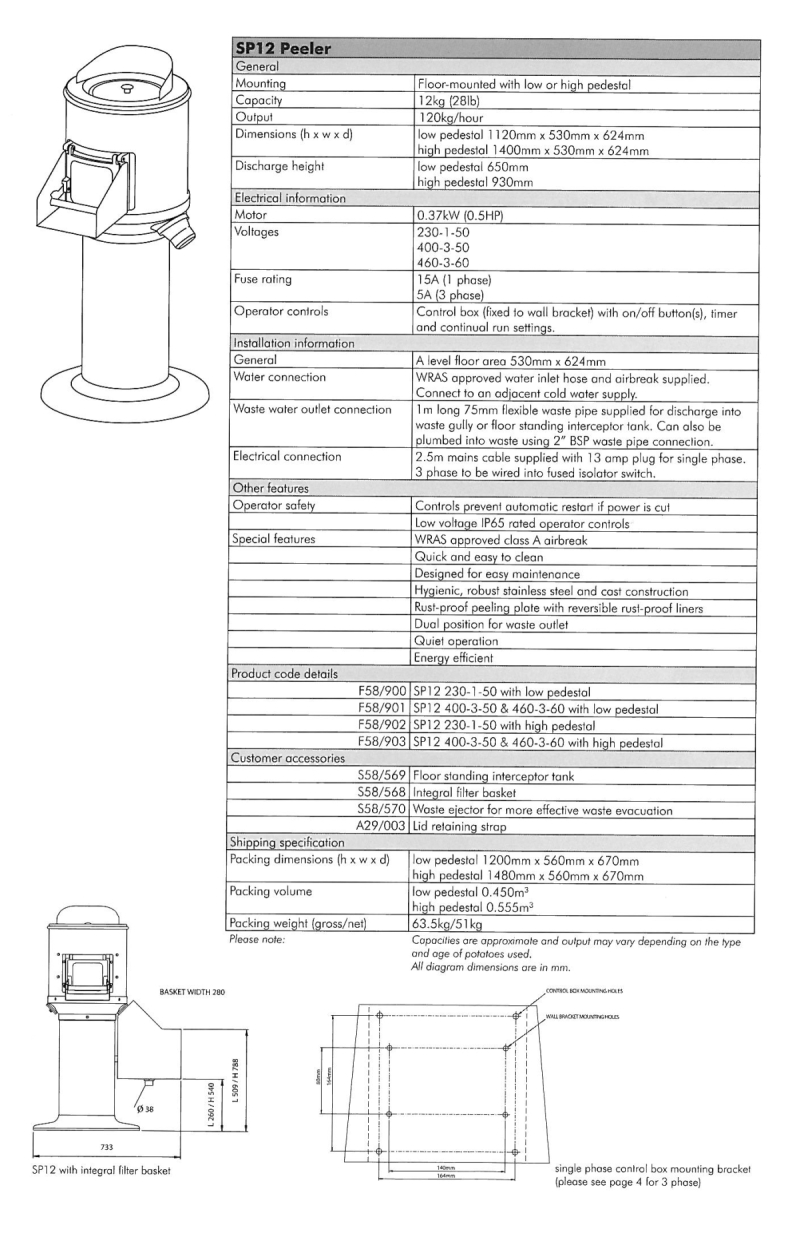 IMC SP12 12kg / 26.4 lb Potato Peeler