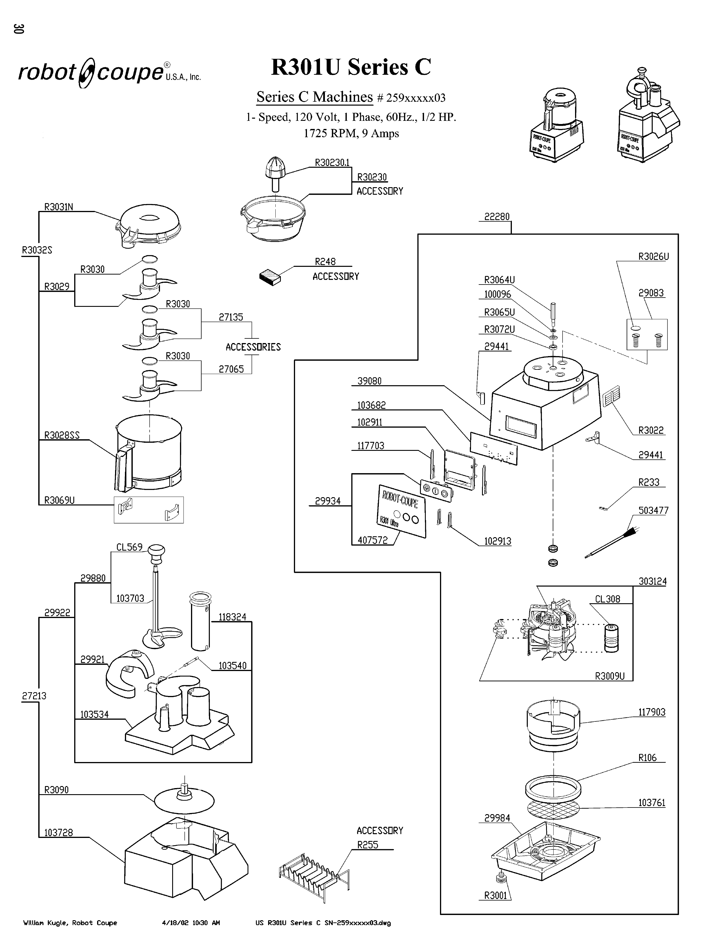 Robot Coupe R301 Ultra 3.7 Litre Single Speed Food Processor