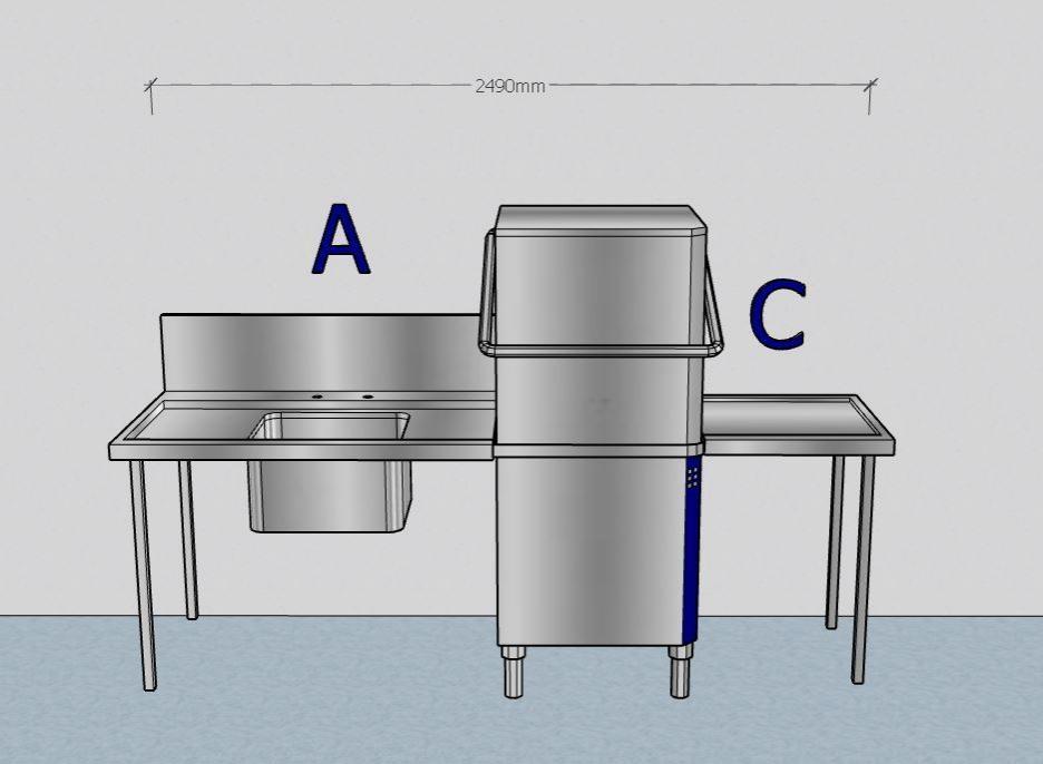 Cater-Fabs Passthrough Dishwasher Tabling Package