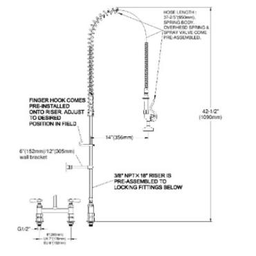 Die-Pat Pre-Rinse Faucet Assembly 601H2O‐FA